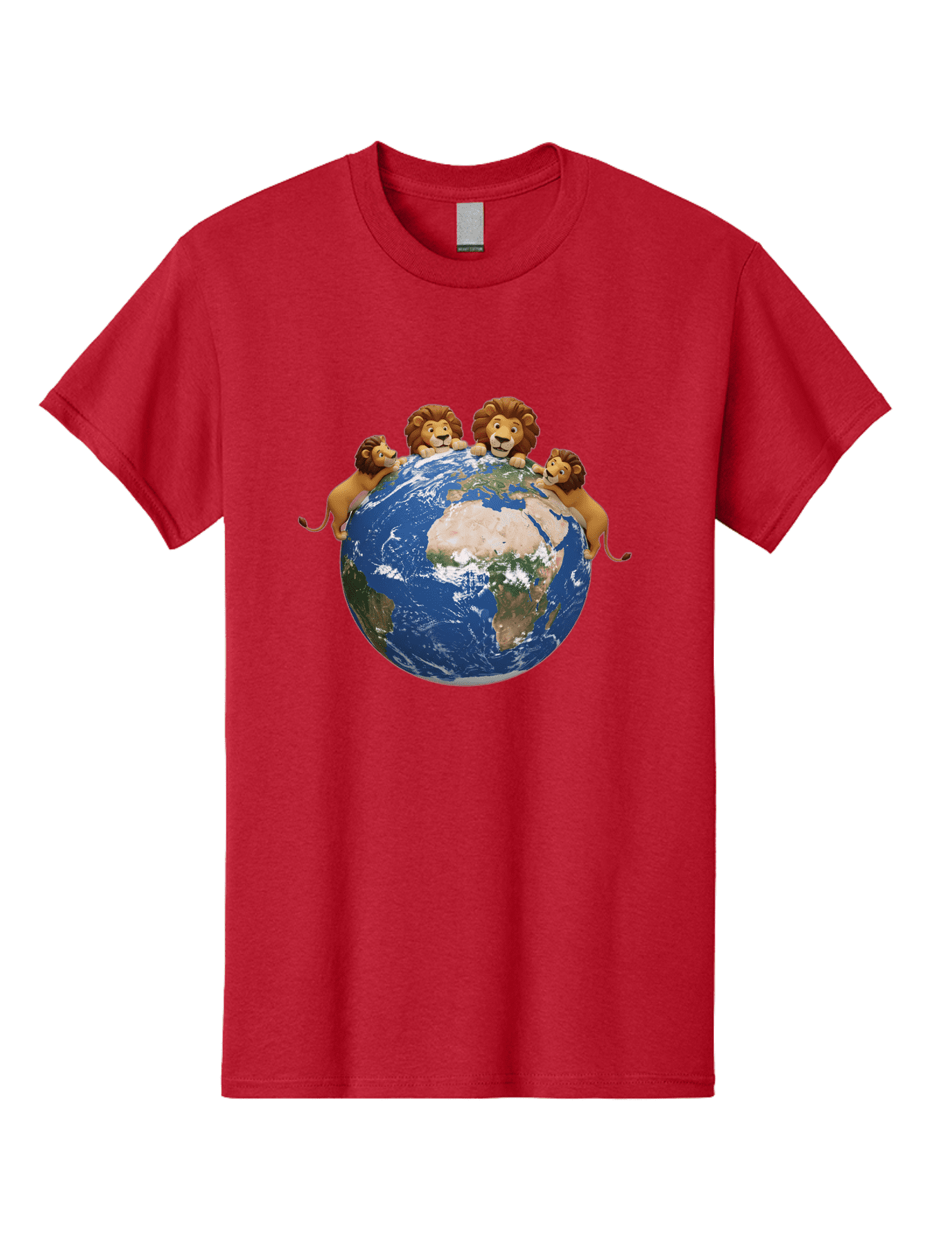 4-Lions-Holding-Globe Mens Graphic Tee, 100% Cotton, Casual Summer Wear ...
