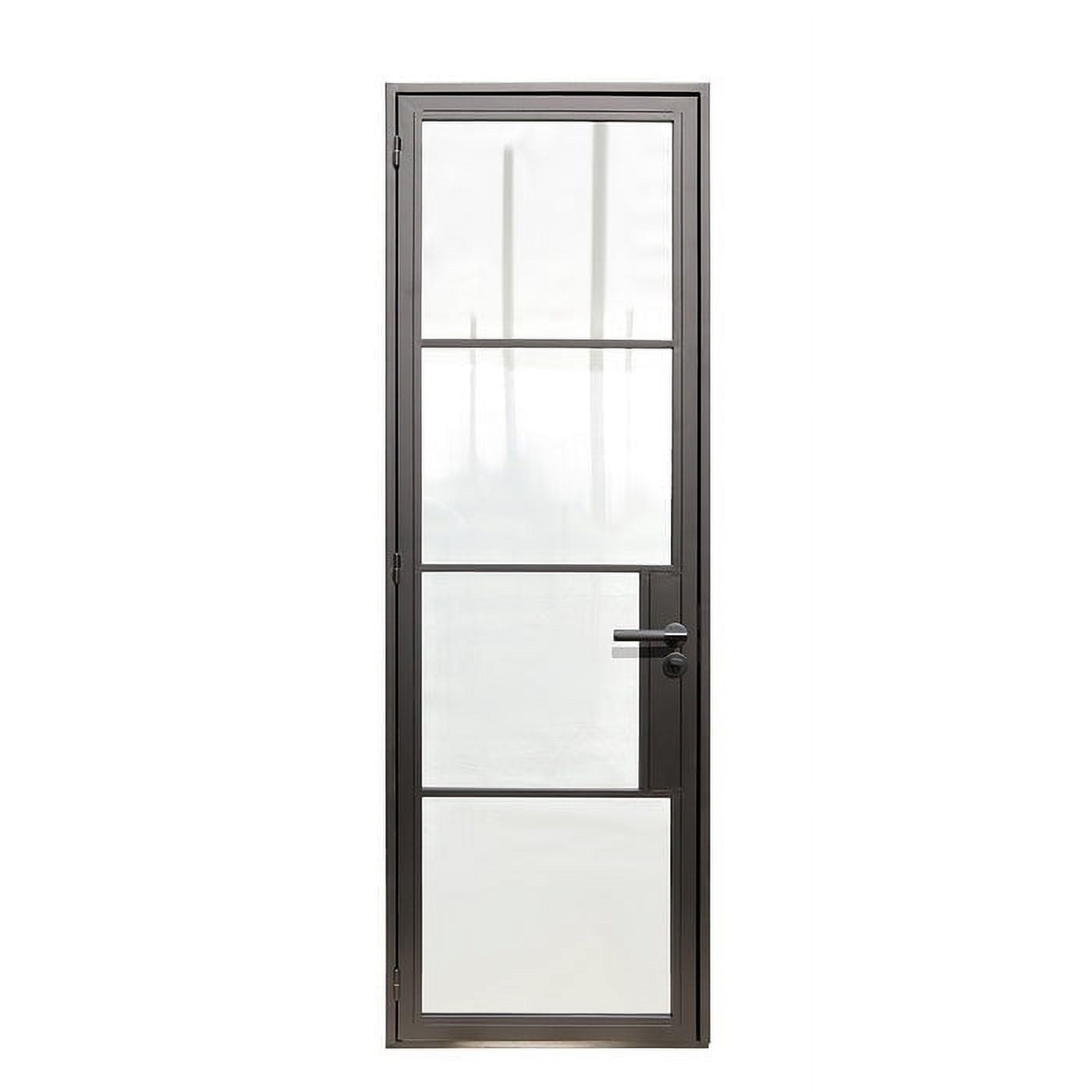 4 Lite Modern Exterior Single Steel Door | Low-E Glass | Black French ...