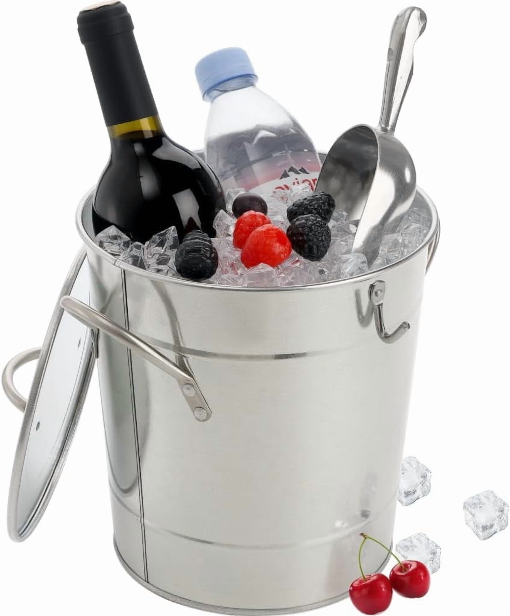 4 Liter Ice Bucket with Scoop and Lid, Double Walled Insulated Ice ...