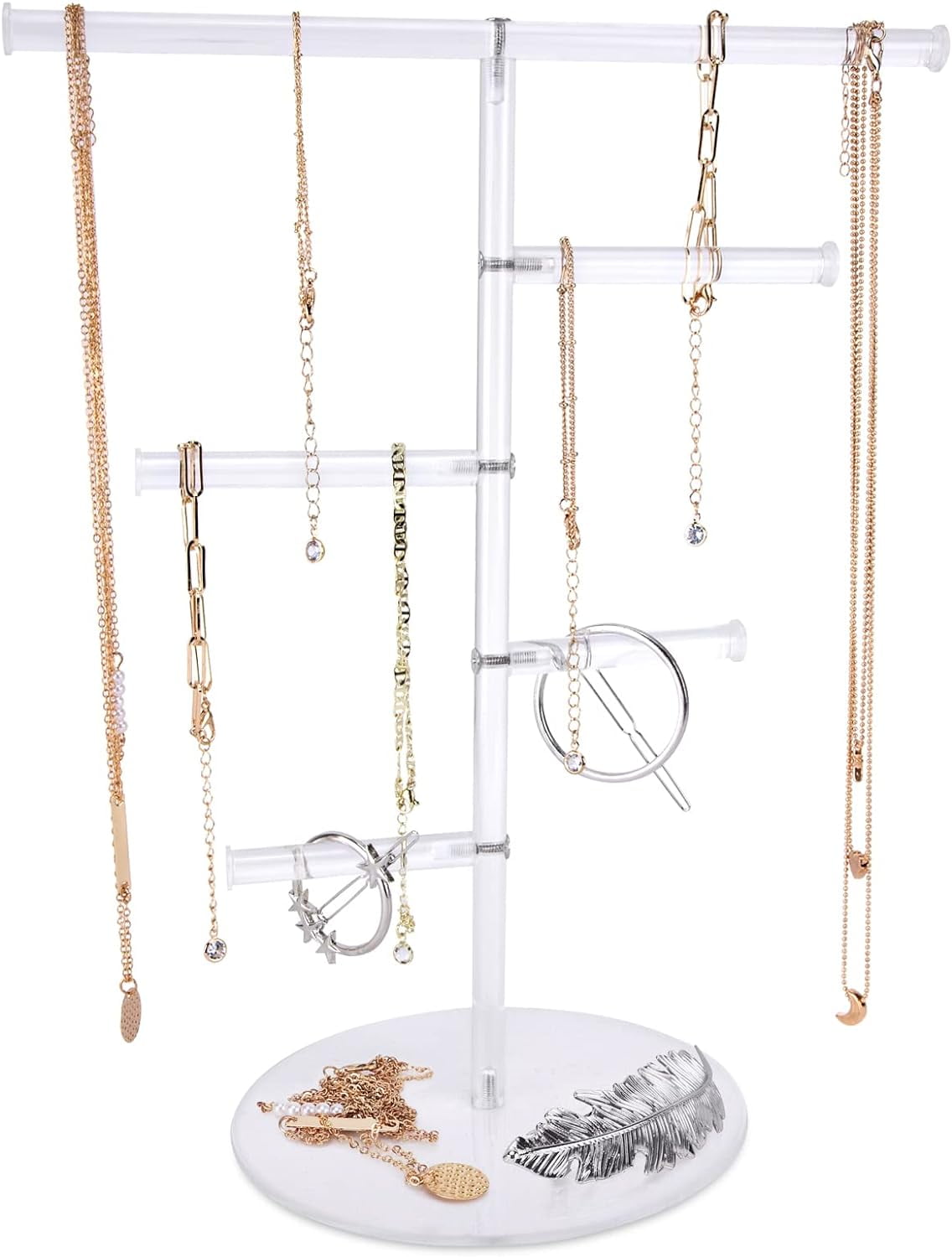 4 Little Acrylic Jewelry Tree Stand Organizer T-Bar Necklace Display ...