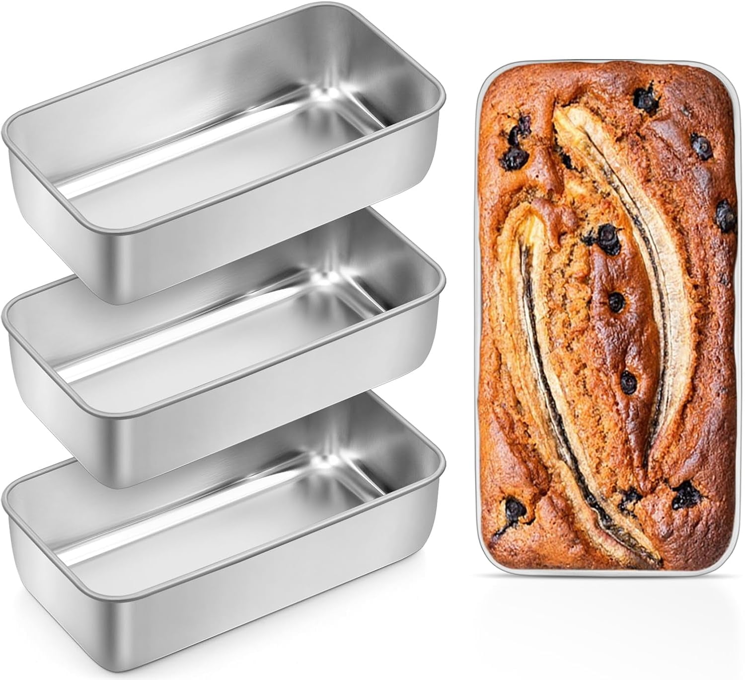 4 Loaf Pans for Baking Bread, 9IN x 5IN Stainless Loaf Bread Pans for ...