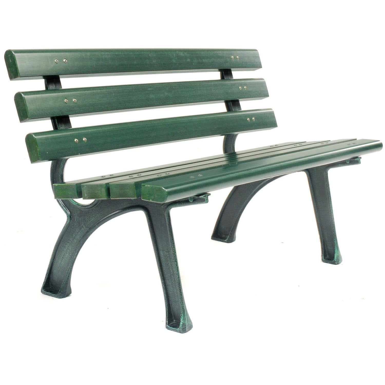 4' Long Outdoor Park Bench with Backrest, Material Slats, Wrought Iron ...