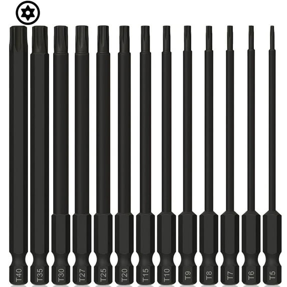 4'' Long Torx Bit Set, 13-Piece Security Tamper Proof Torx Star Bits ...