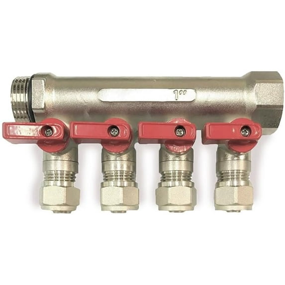 4 Loop 3/4" Plumbing PEX Manifolds 1" trunk w/ 1/2" Pex Ball Valves - 4 ...