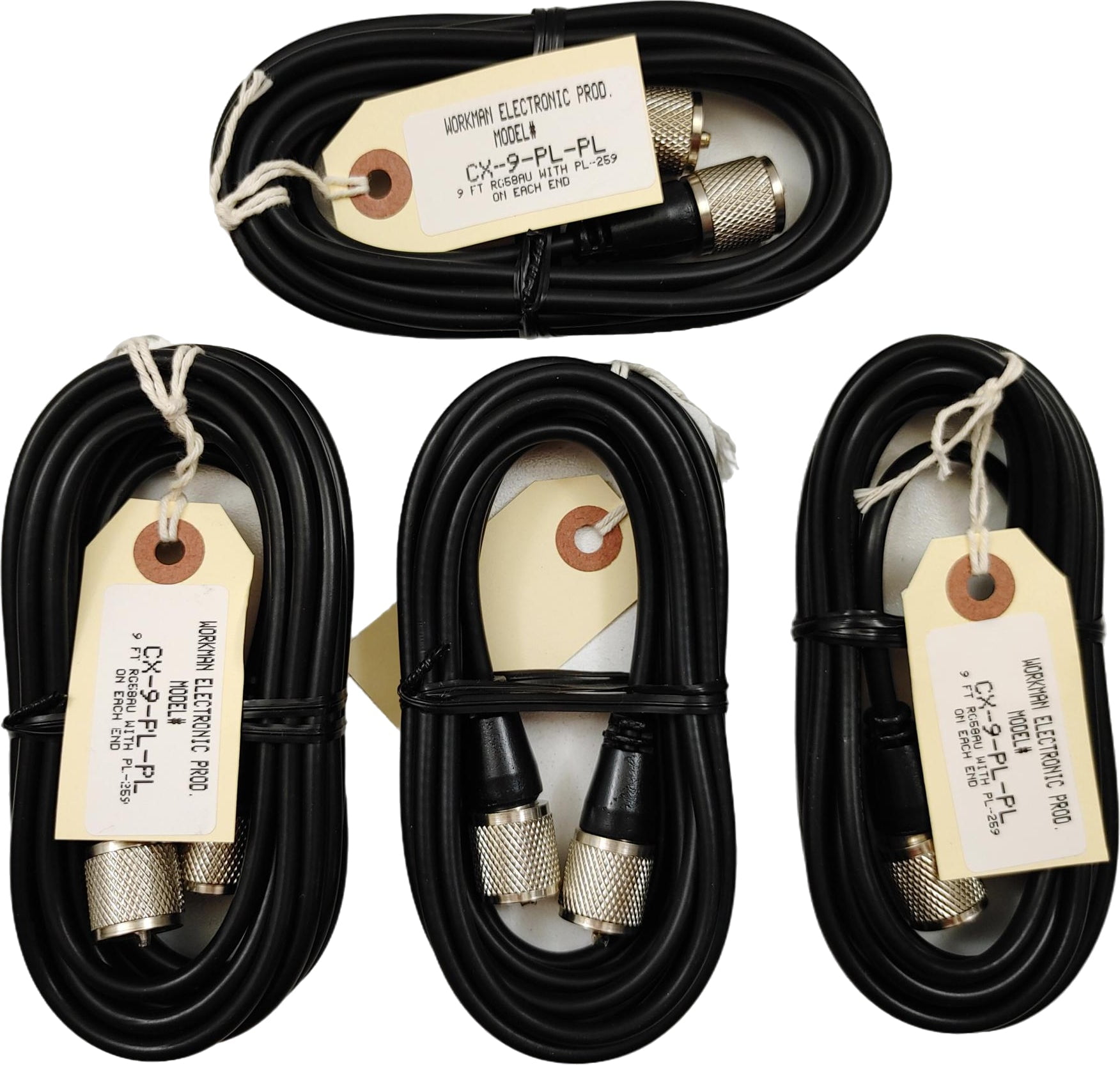 4 Lot Workman CX-9-PL-PL 9 FT RG58AU CB Radio Antenna Coax Cable w ...