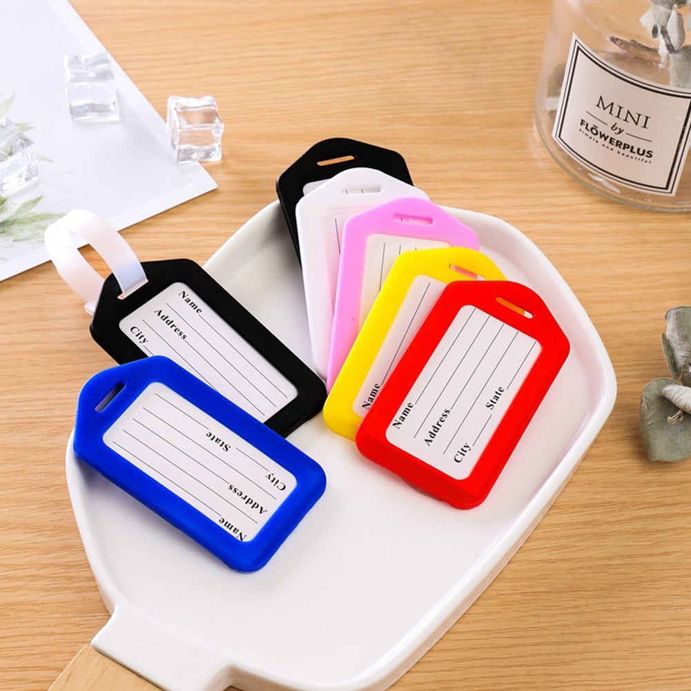 4 Luggage ID Tags Suitcase Labels Name Address ID Plastic Tag Baggage Bag Travel - Walmart.com