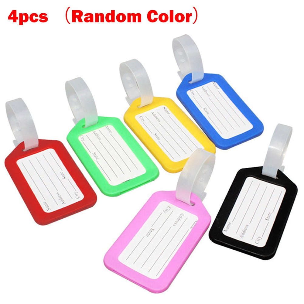 4 Luggage ID Tags Suitcase Labels Name Address ID Plastic Tag Baggage ...