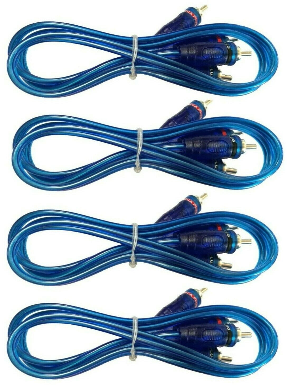 4 MK AUDIO 12' RCA Stereo Plug Cable 2 Male to 2 Male Car Stereo Marine ...