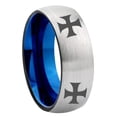 4 Maltese Cross 8MM Dome Gray and Blue Tungsten Men Ring - Walmart.com