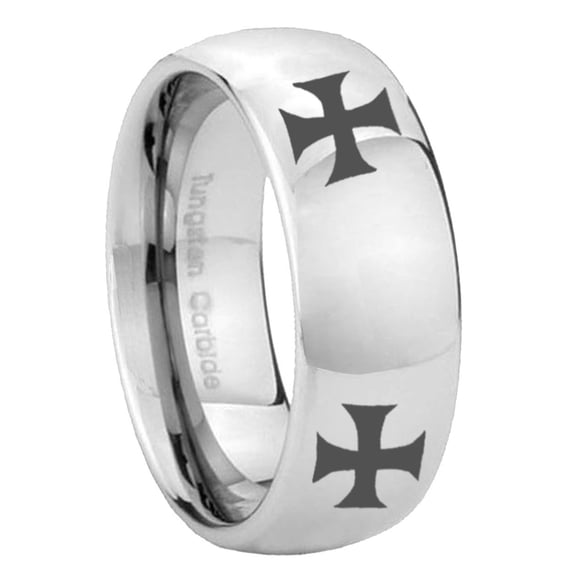 4 Maltese Cross Gray High Polish Dome Tungsten Men Ring 10MM - Walmart.com