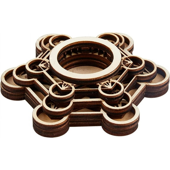 4" Metatron's Cube Sphere Display Stand Wood Ball Grid Board Wooden ...