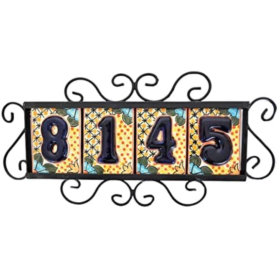 4 Mexican Talavera House Number Tile Address Numbers Ceramic Wedding ...