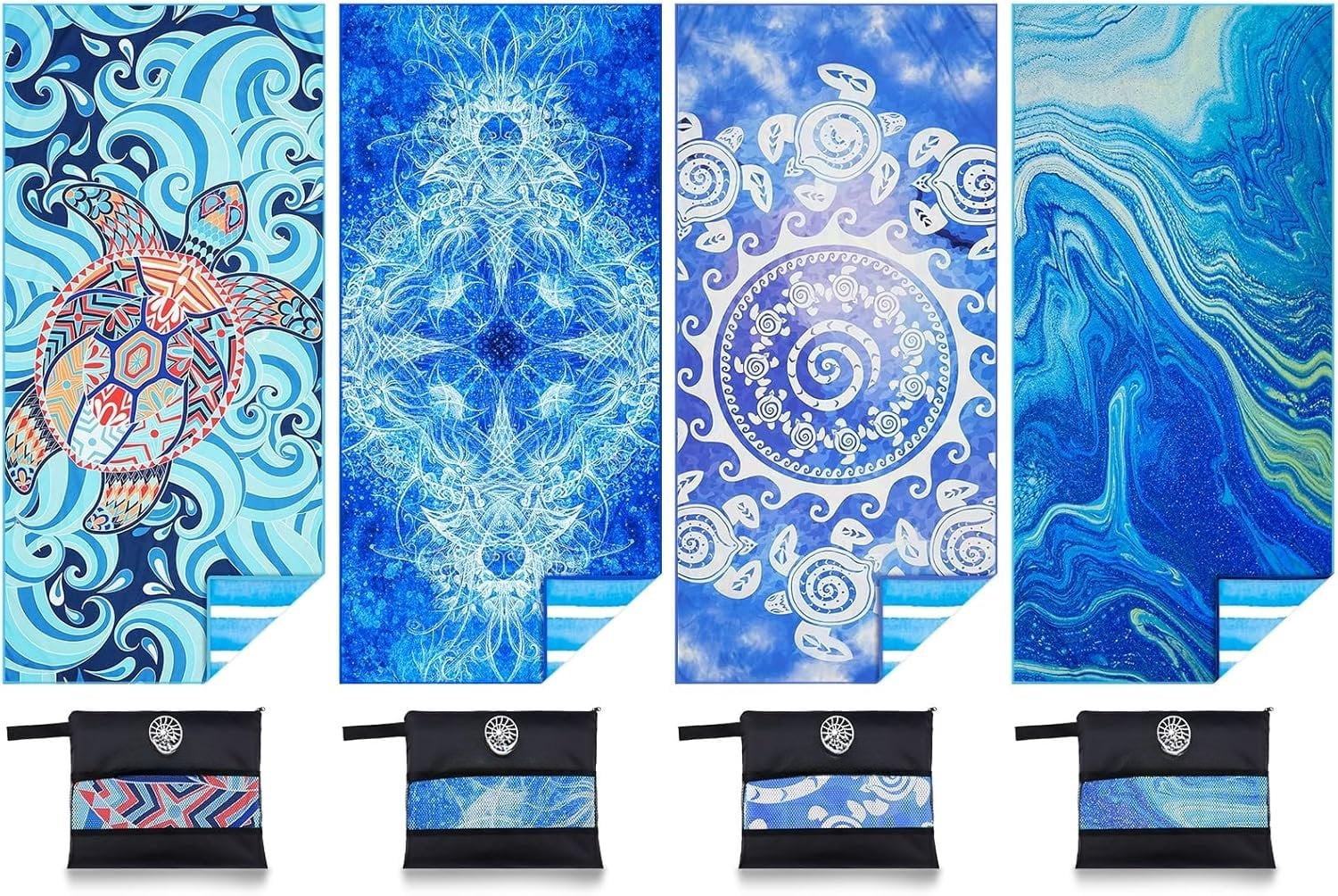 4 Microfiber Lightweight Beach Towel Sand Quick Dry Absorbent Thin ...