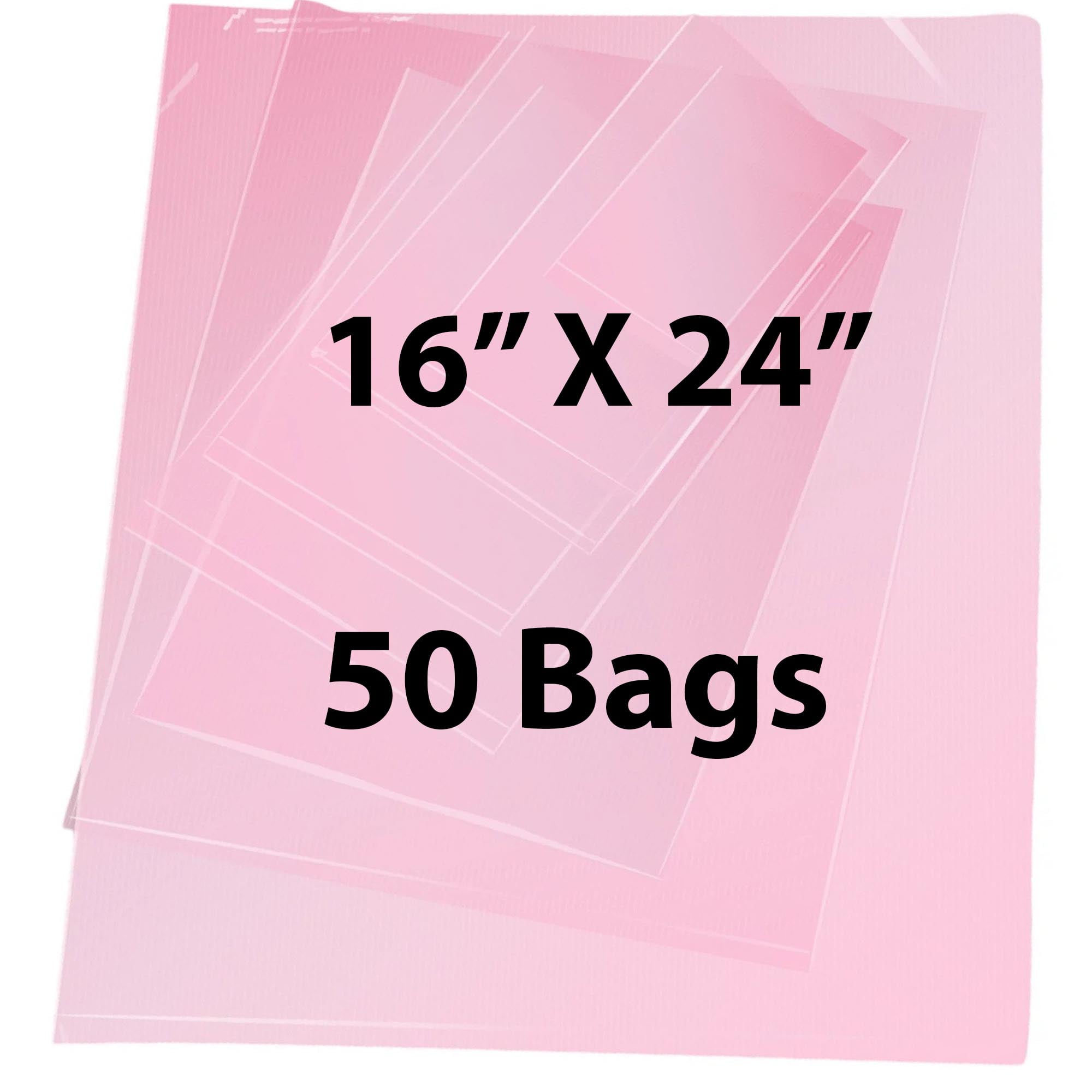 4 Mil Pink Anti-Static Heavy Duty Plastic Flat Bags - 16" x 24" & (50 ...