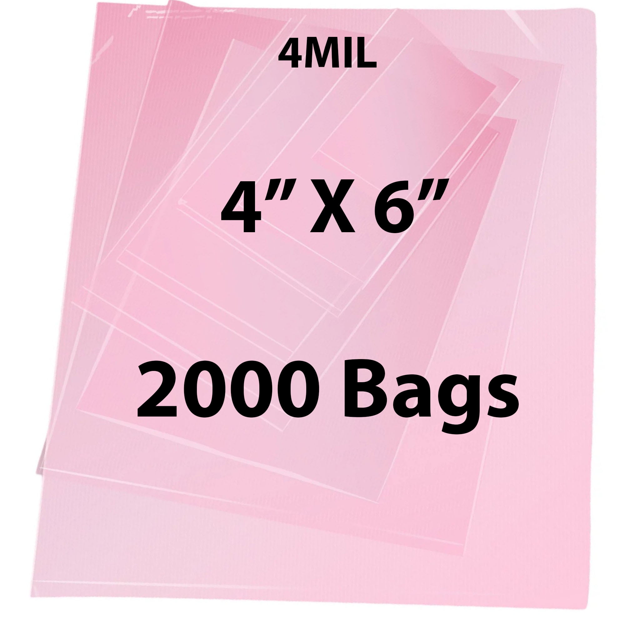 4 Mil Pink Anti-Static Heavy Duty Plastic Flat Bags - 4" x 6" & (2000 ...