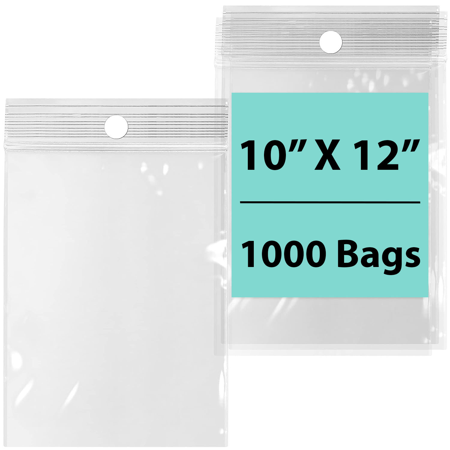 4 Mil Reclosable Hang Hole Zipper Bag with Resealable Top Seal - 10 x ...