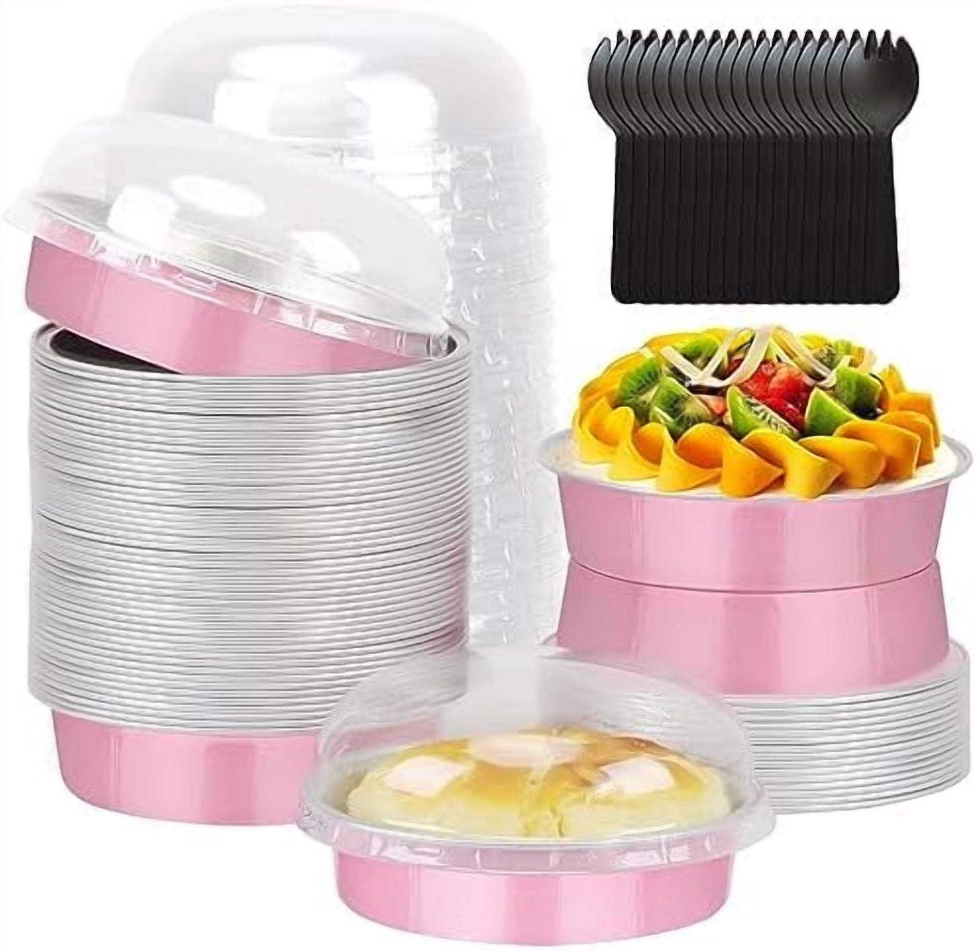 4” Mini Cake Tins with Lids 50 Pack, Small Aluminum Foil Pie Pans ...