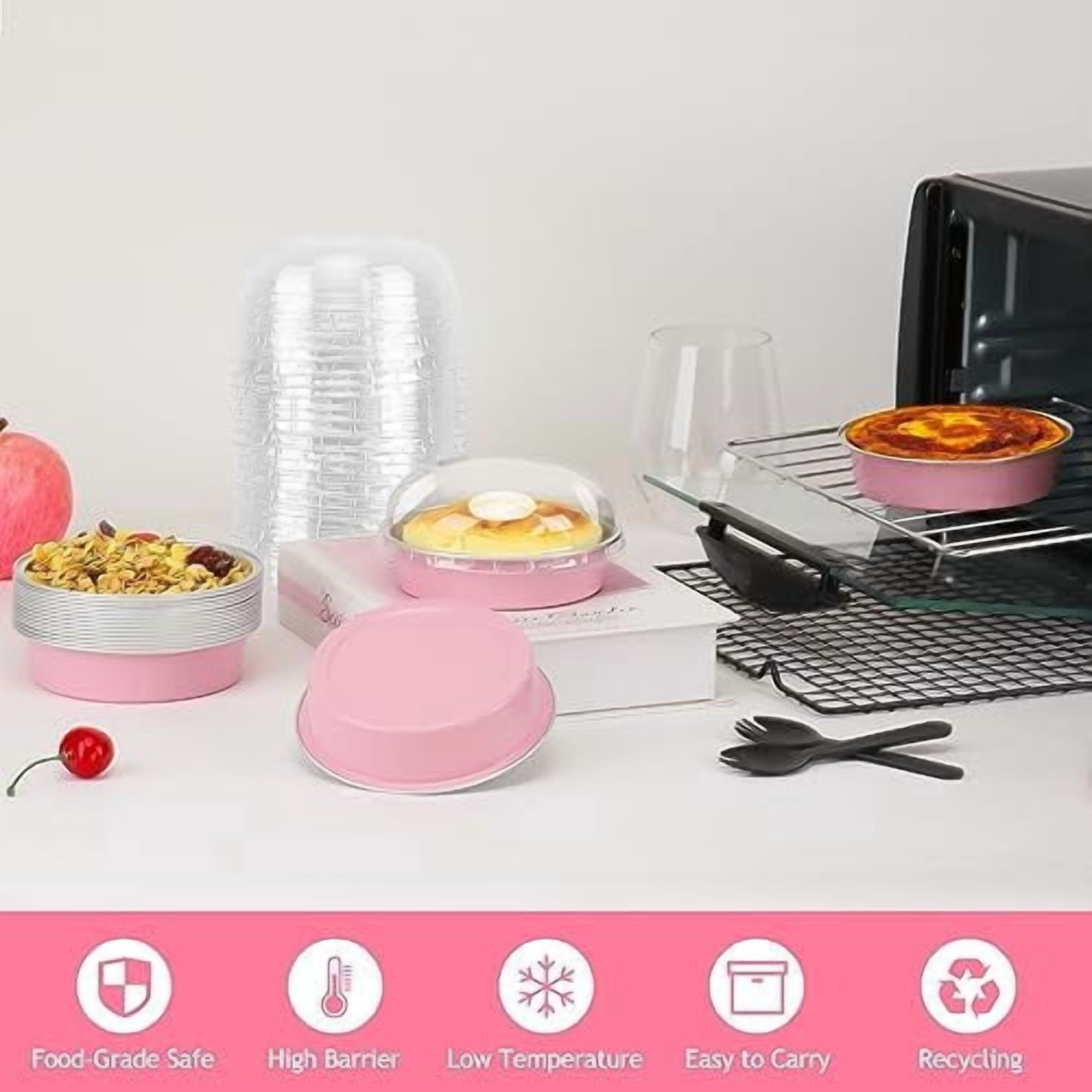 4” Mini Cake Tins with Lids 50 Pack, Small Aluminum Foil Pie Pans ...