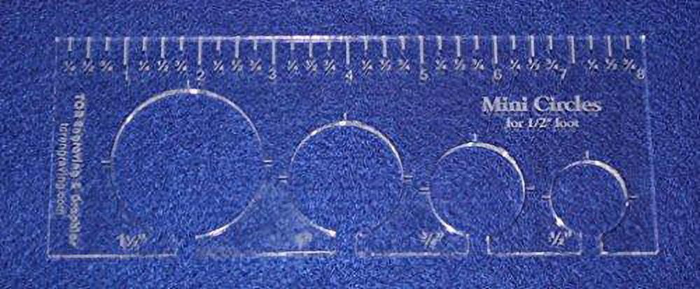4 Mini Circles Template for 1/2" Foot - Clear with Ruler 1/4" Thick ...