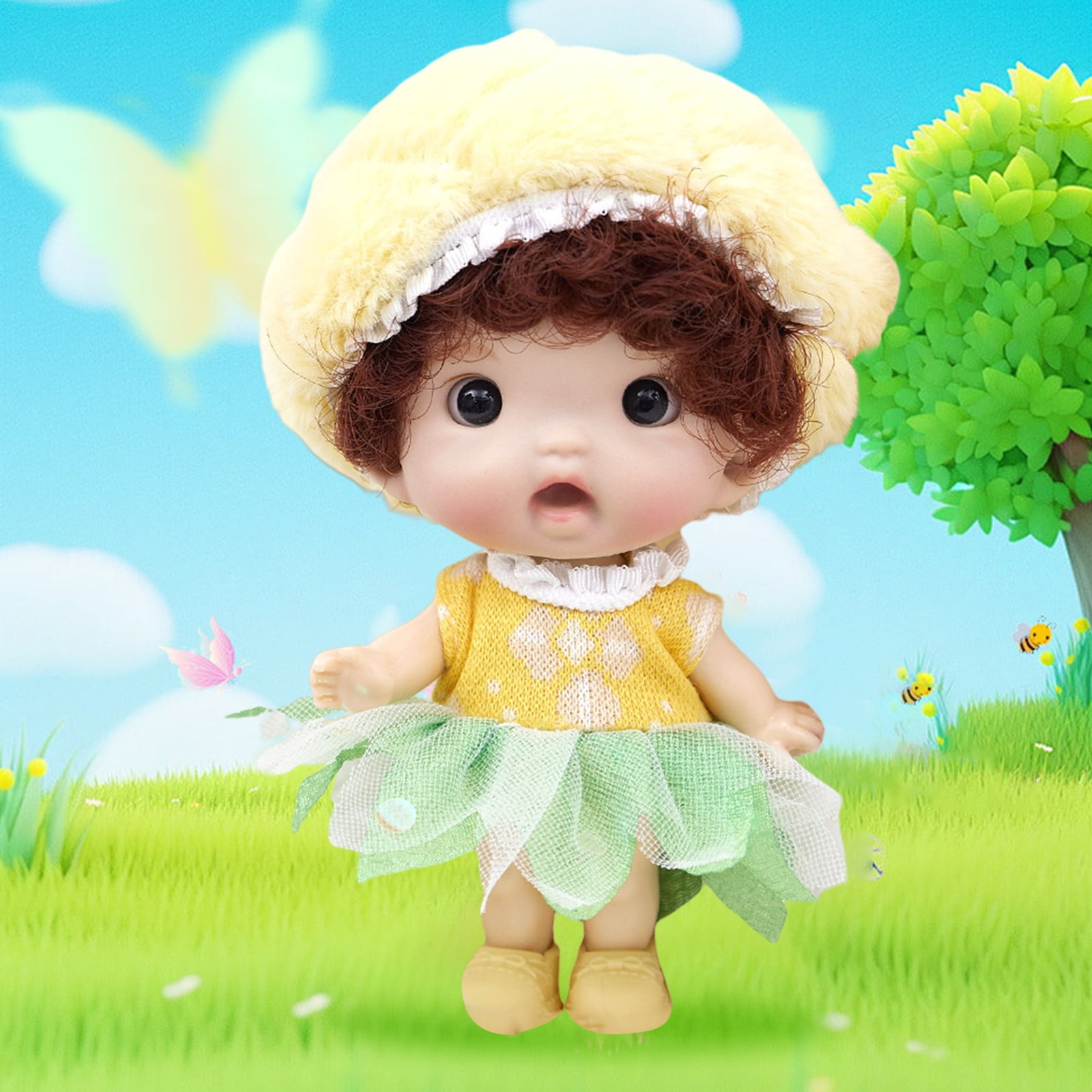 4" Mini Girl Dolls, Include Handmade Doll Clothes, Cute Small Baby Girl ...