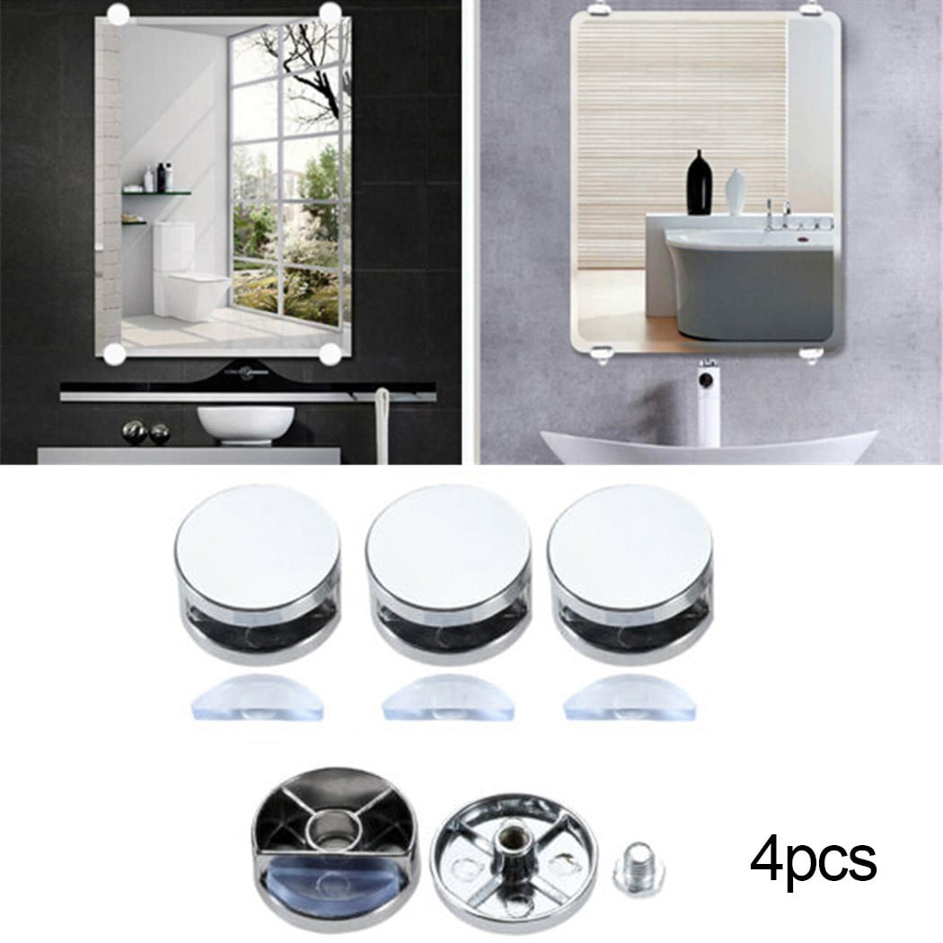 4*Mirror Clips Zinc Alloy Glass Clips Clamps Holder Round Wall Mounting ...