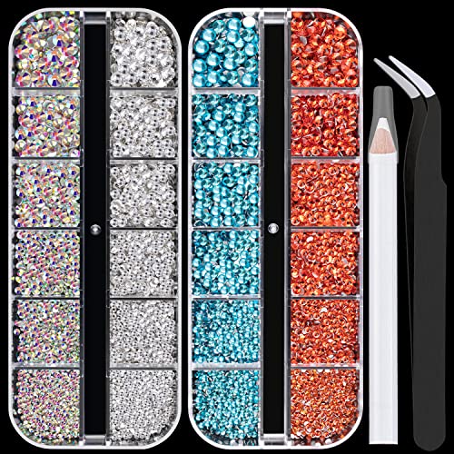 4 Mixed Colors Flatback Round Rhinestones Kit #6, Multi Size Glass ...