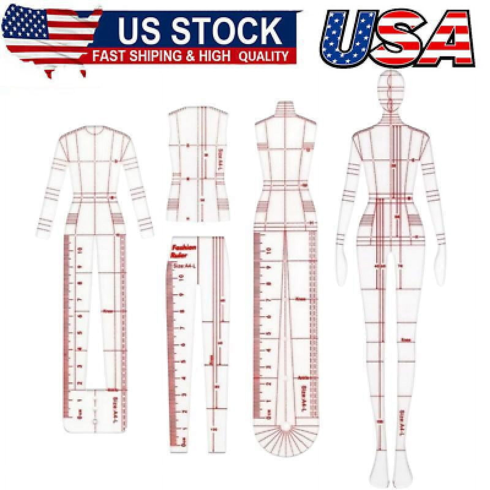 4 Models Fashion Illustration Rulers, Fashion Sketching Templates Ruler ...