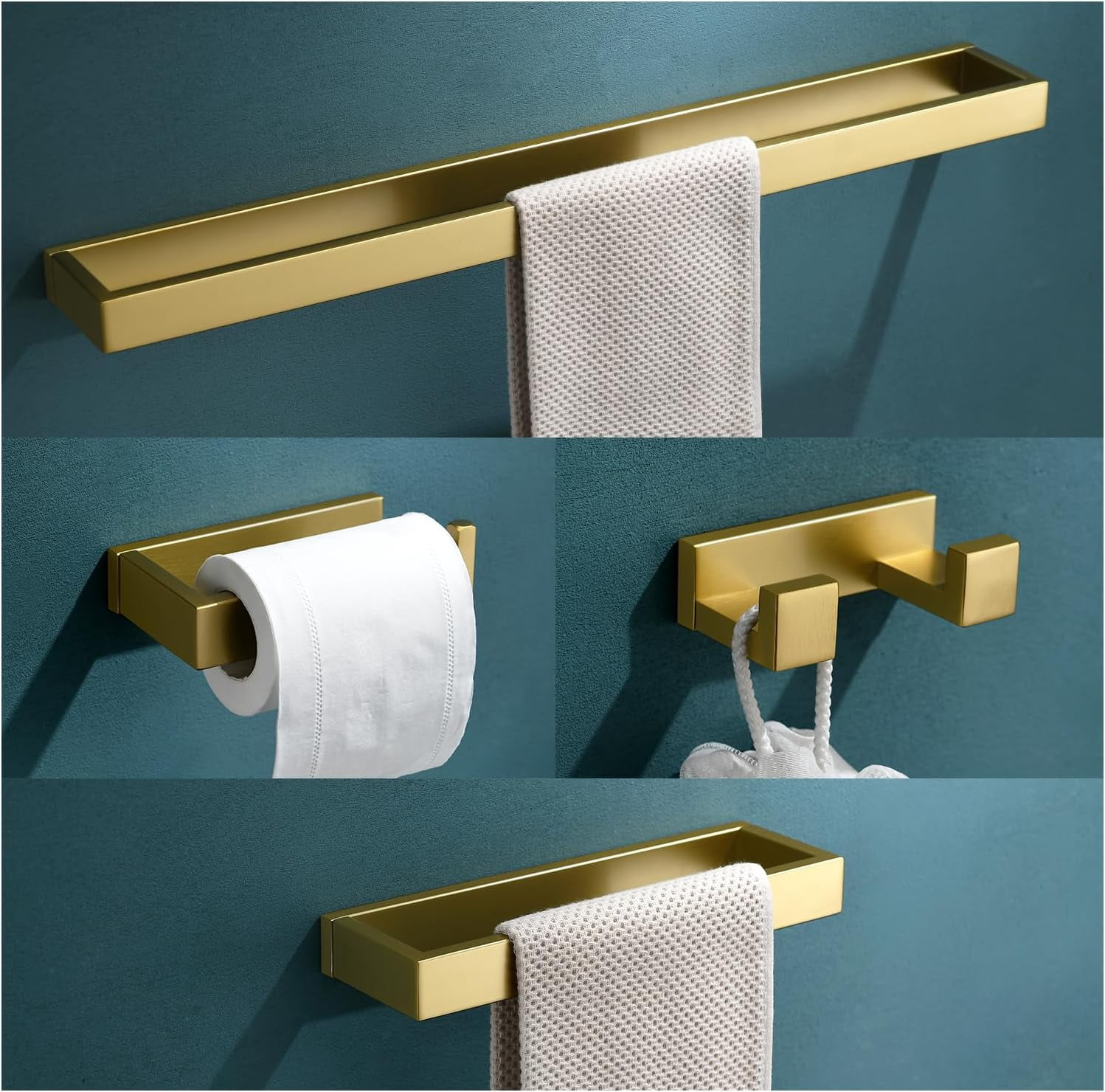 4- Modern Bathroom Hardware Accessories Set - Towel Bar & Holder ...