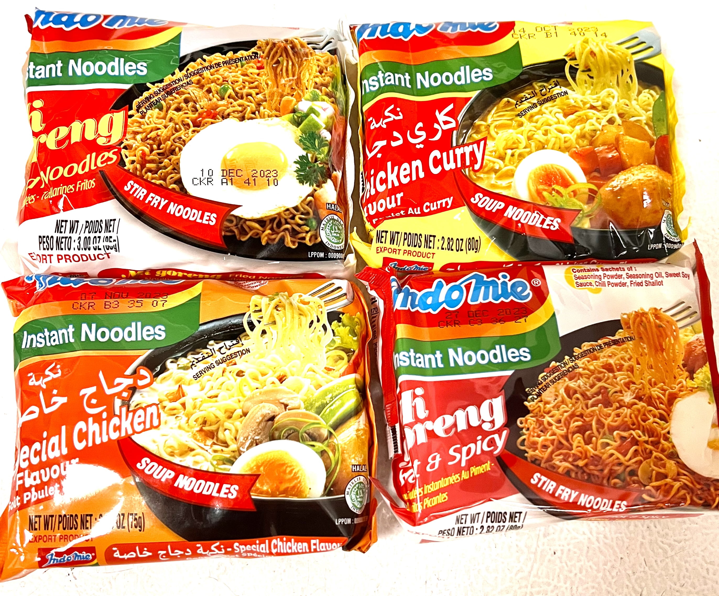 4 Most Popular Indomie Mi Goreng Instant Stir Fry Noodles, Halal ...