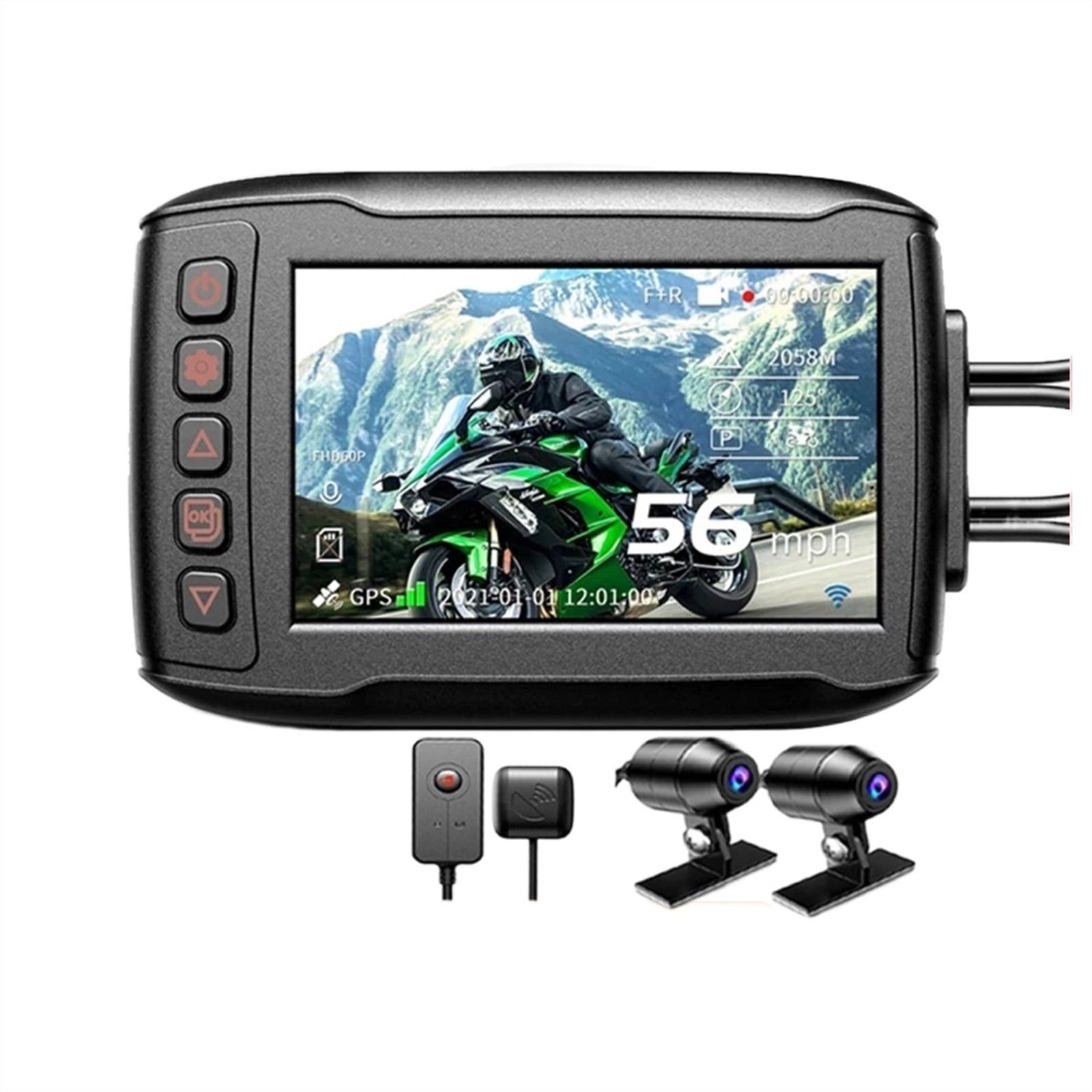4'' Motorcycle Dash Cam GPS Front and Rear 1080P Motocycle Camera DVR ...