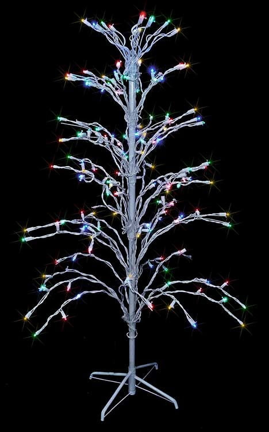 4' Multi LED Lighted Christmas Cascade Twig Tree Outdoor Decoration ...