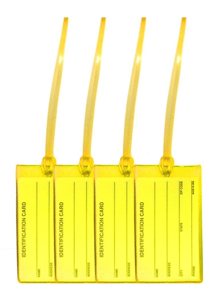 4 Neon Yellow Luggage Tags | High Visibility Travel Tags | Fits ID or ...
