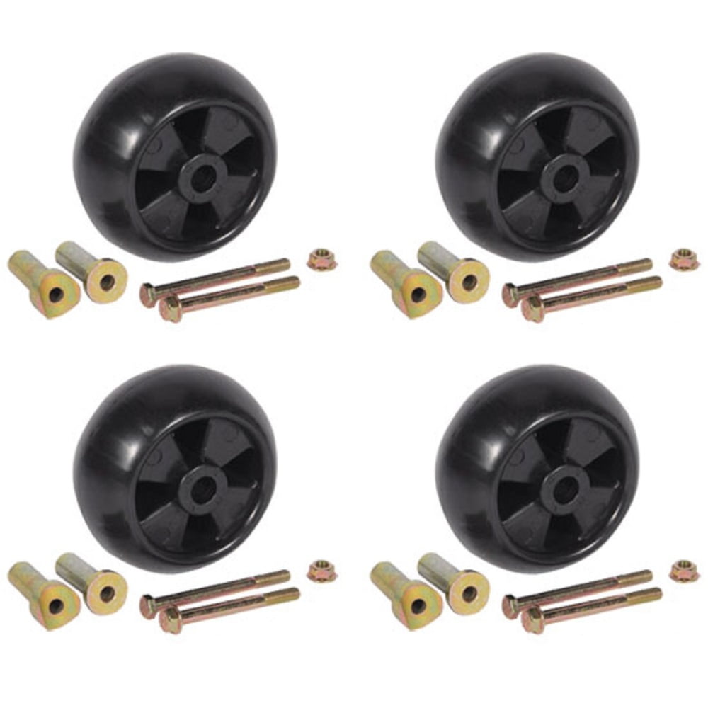 (4) New Deck Wheel / Roller Kits Fits John Deere AM116299 AM133602 Anti ...