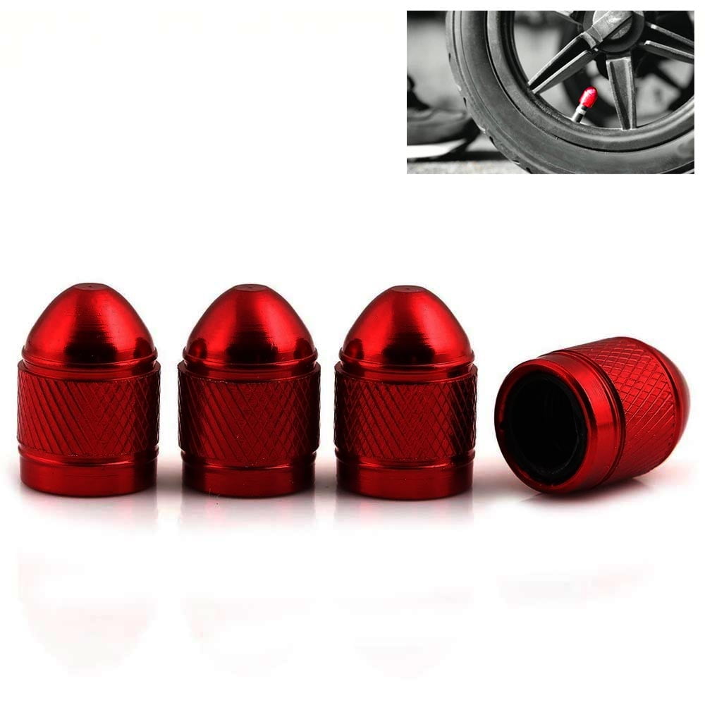4pc Red Aluminum Tire Valve Air Caps, Automotive Universal Fit for Car ...