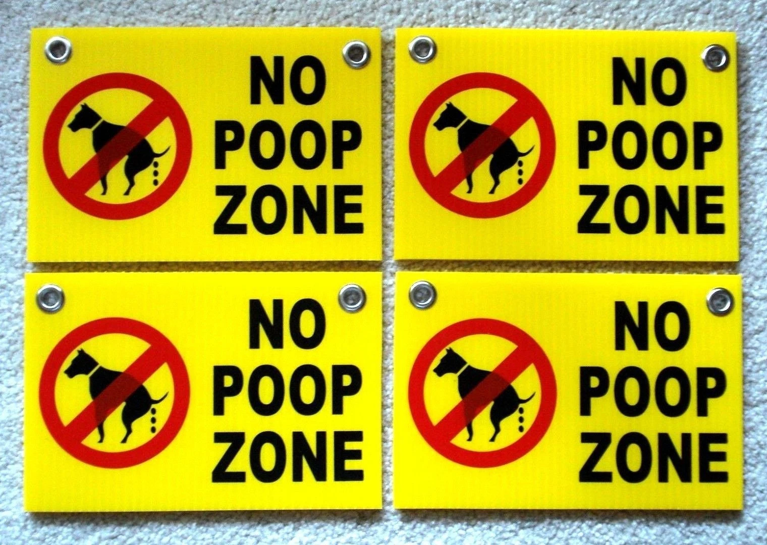 4 No Dog Poop Zone 6"X9" Plastic Coroplast Signs With Grommets New ...