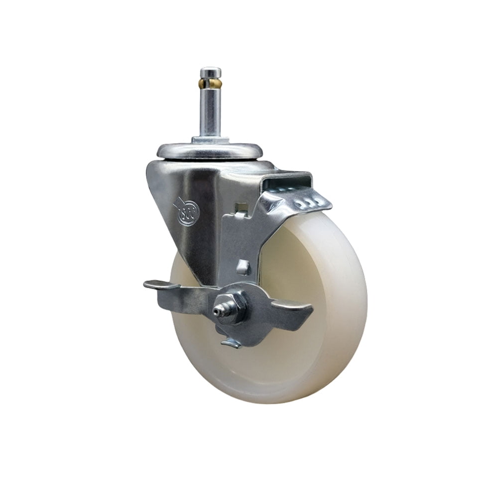 4 Nylon Wheel Swivel 7/16 Inch Grip Ring Stem Caster Brake Service ...