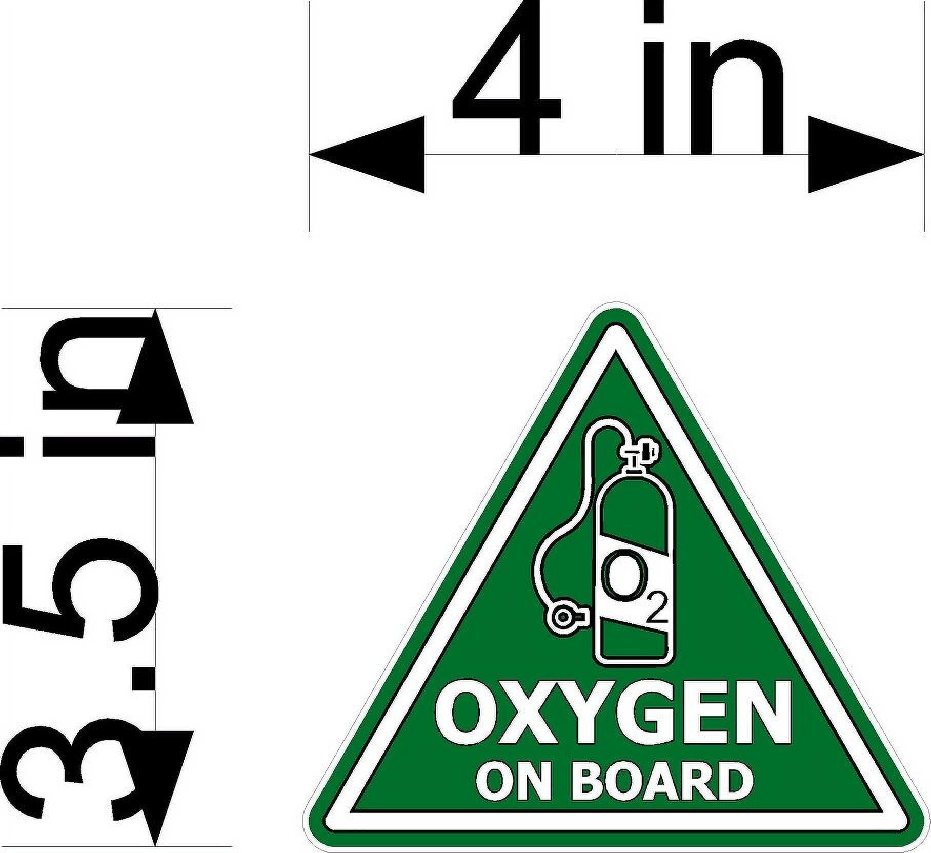 4 OXYGEN ON BOARD VINYL DECALS GREEN TRIANGLES FOR CAR WINDOWS OR DOOR ...
