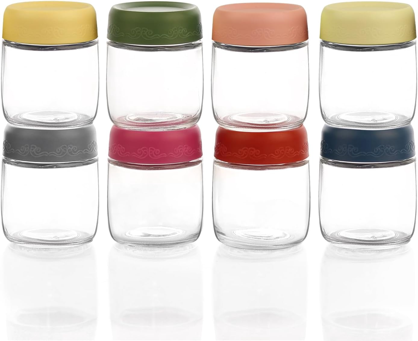 4 OZ Glass Food Jar Storage Containers with Airtight Lids, Reusable ...