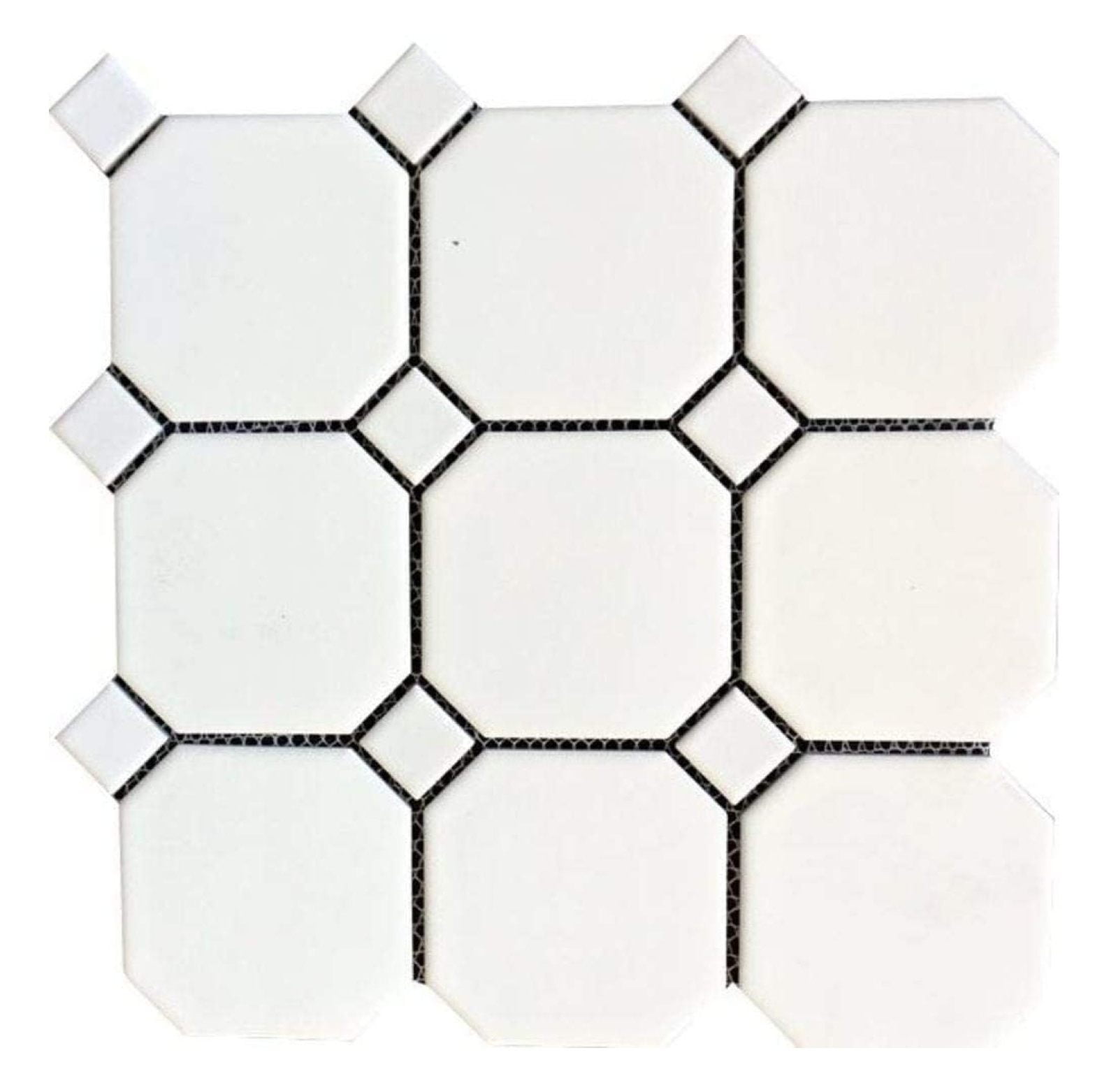 4" Octagon Tile Matte White Mosaic Porcelain Floor and Wall Tile for ...