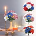 4 Of July Decor Artificial Flowers, Patriotic Memorial Bouquet For ...
