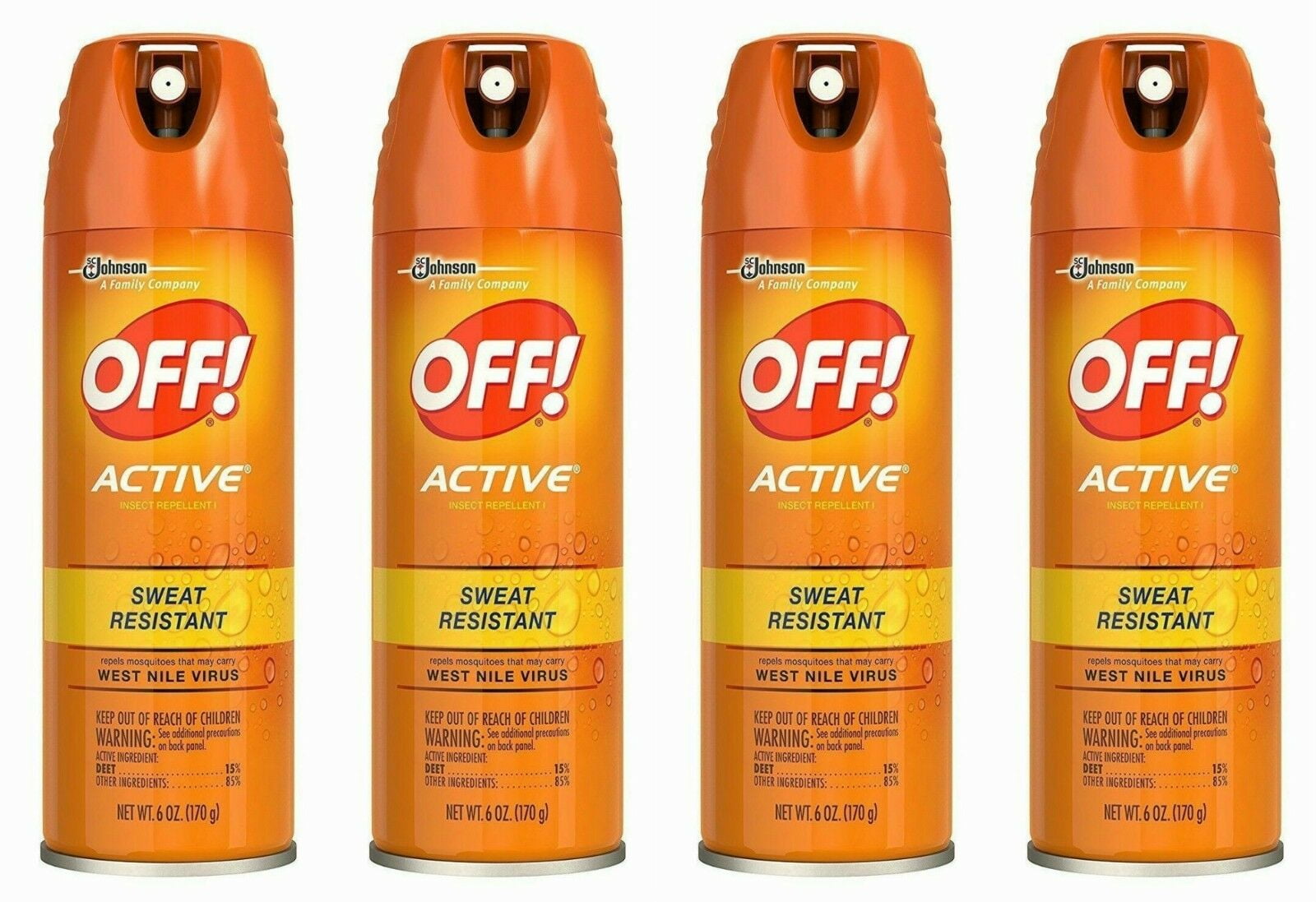 4 Off! Active Insect Repellent Spray Sweat Resistant Bug Spray 15% Deet ...
