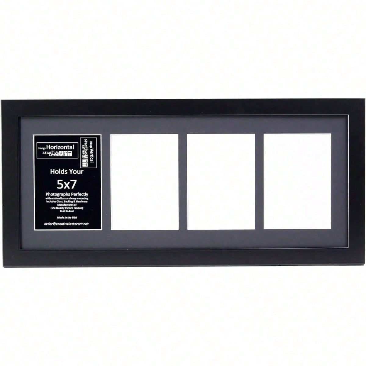 4 Opening 5x7 Black Picture Frame with 10x24-inch Black Mat Collage ...