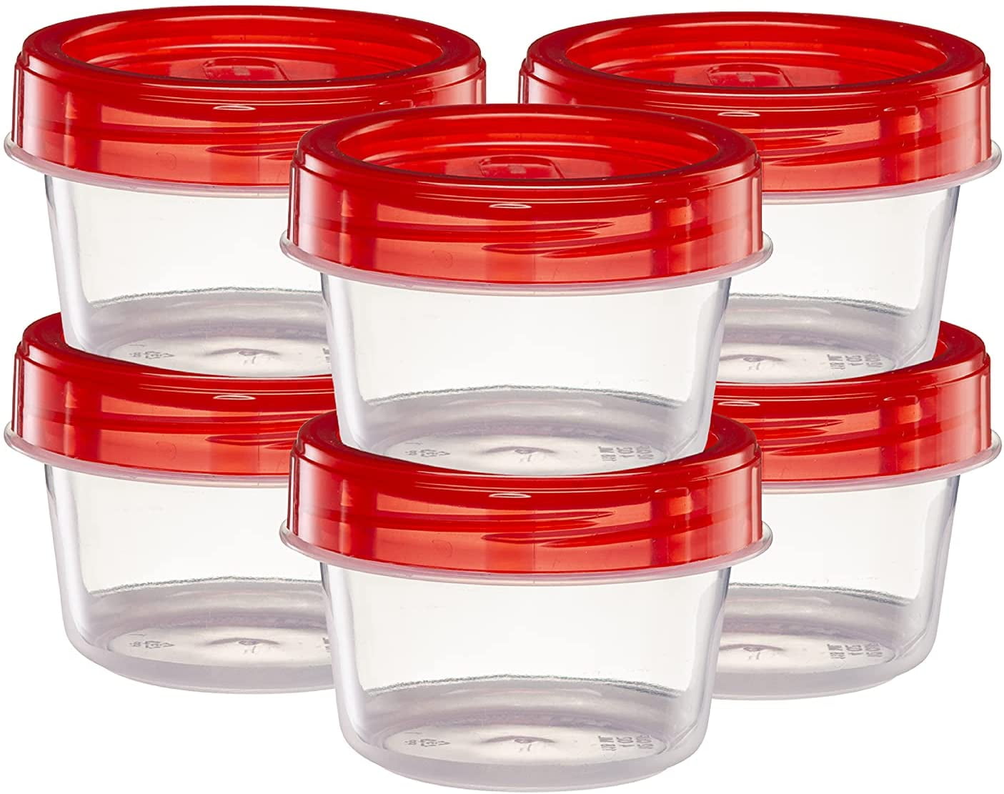 (4 Ounce 10 Pack) Twist cap Containers Clear Bottom With Red Top Screw ...