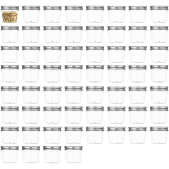 4 Ounce Clear Plastic Mason Jars With Screw On Lid, Reusable Empty Jars ...