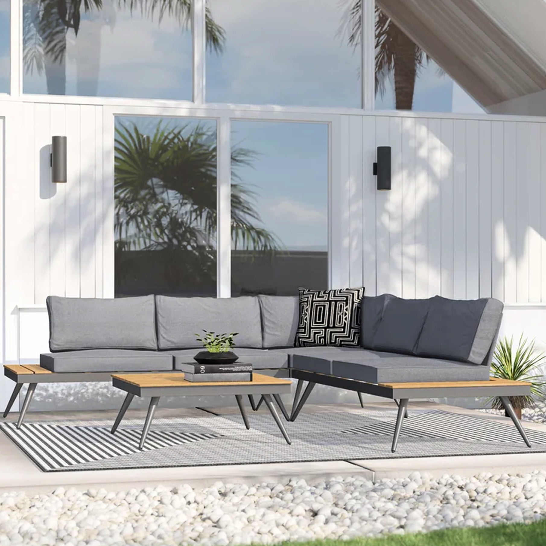 4 Outdoor Seating Collection With Cozy Cushions. Mid-century Modern ...