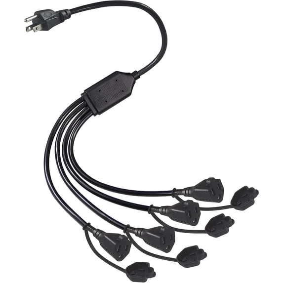 4-Outlet Power Splitter Cord - 3 Prong 1 to 4 Way Male to Female Multi ...