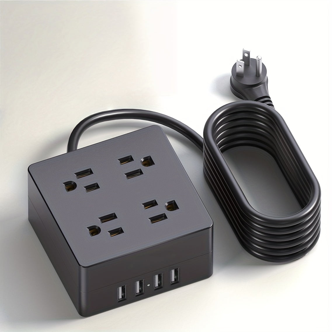 4-Outlet Power Strip Surge Protector (900J) - 4 USB Ports, 5ft ...