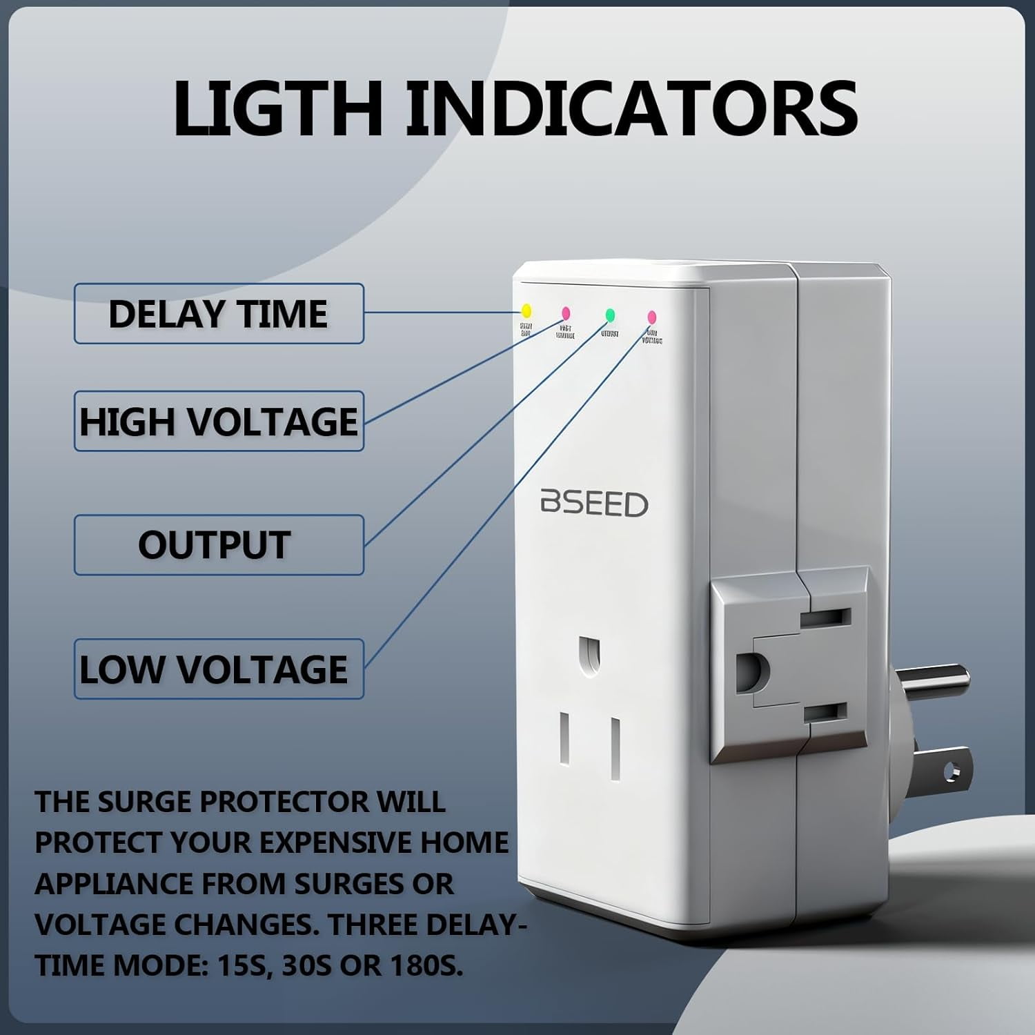 4-Outlet Surge Protector with 350° Rotatable Plug - Voltage Protector ...