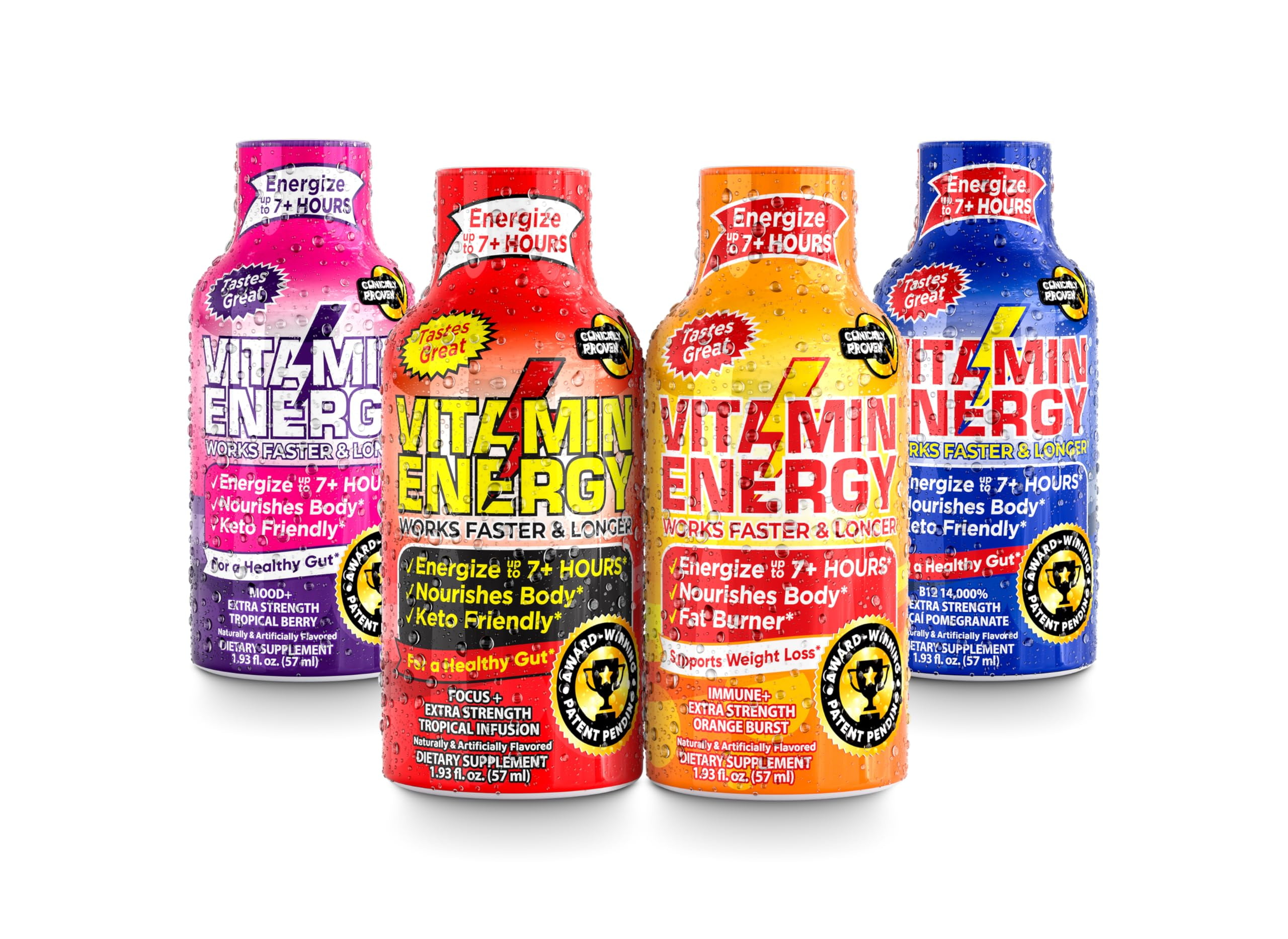 Vitamin Energy Variety Energy Drink Shots, Mood+, Focus+, Immune+ ...