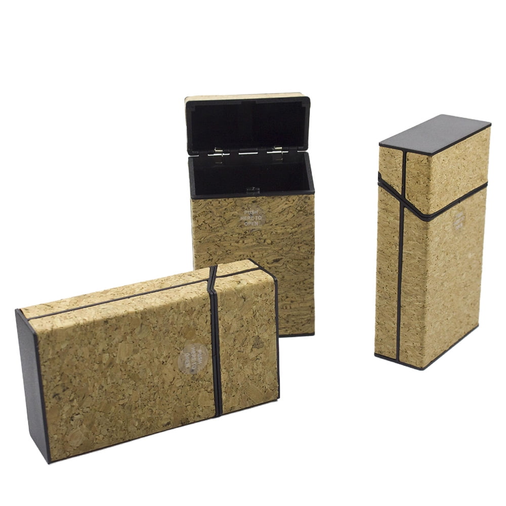 4 PACK 100 Size Push-to-Open Plastic Cigarette Case Cube Square wooden ...